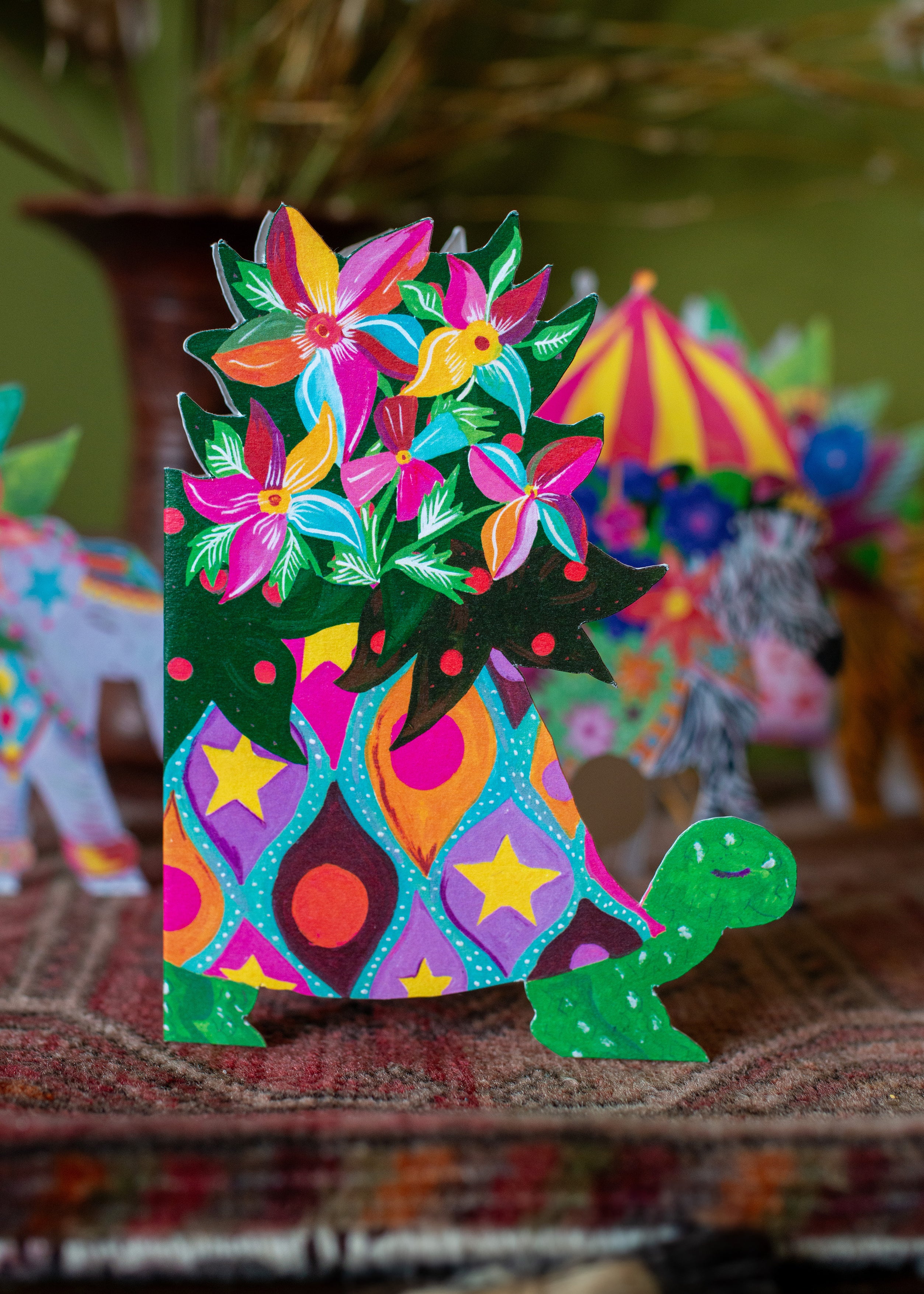 Tortoise Parade die-cut Greetings Card – Hutch Cassidy